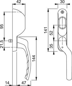 HOPPE 0710VK/93S Tokyo paskvil-/terrassedørsgreb for oval cylinder, F9 ...